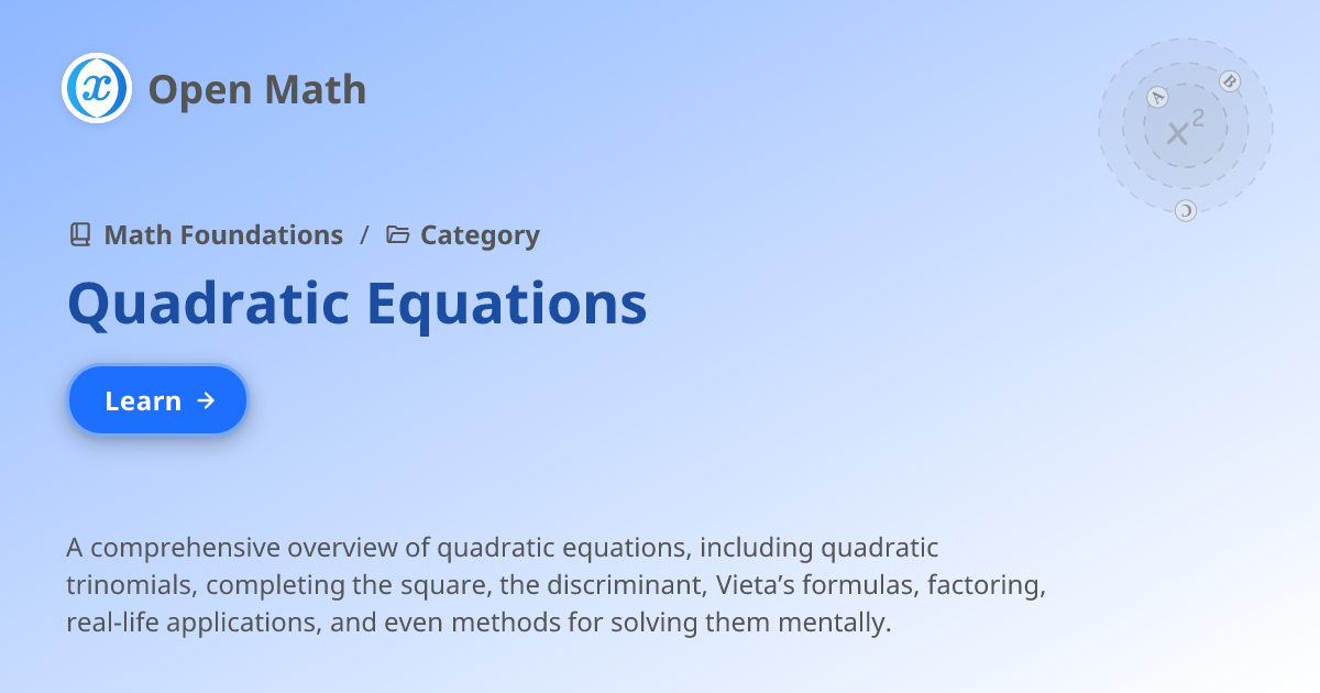 Quadratic Equations - Category - Math Foundations